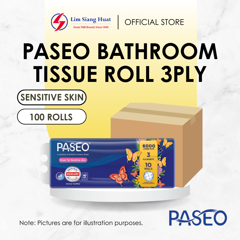 [BUNDLE OF 10] Paseo Bathroom Tissue Roll 3ply - Sensitive Skin (100 ...