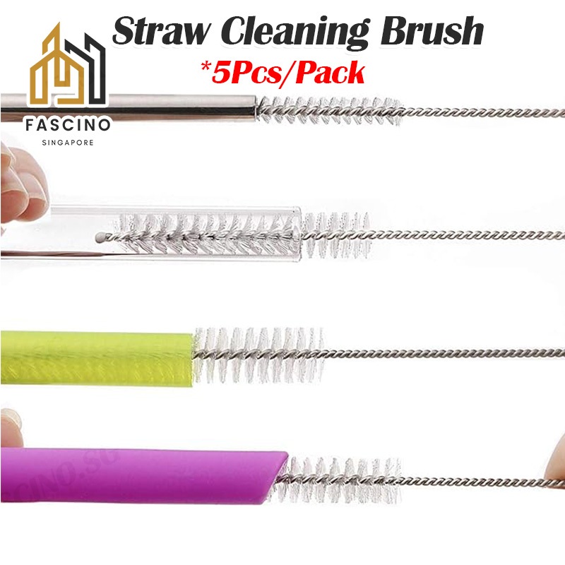 【SG】5Pcs/Pack Straw Cleaning Brush Flexible Reusable Washing Glass ...