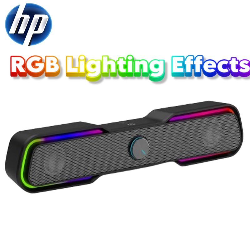 HP USB Sound Bar Multimedia Speakers Stereo Sound RGB Backlight DHE ...