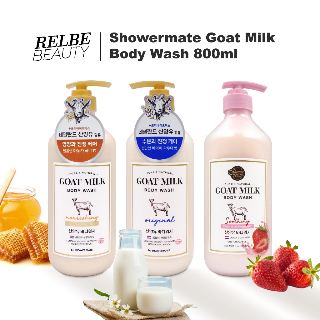 SHOWERMATE PURE & NATURAL GOAT MILK BODY WASH 800G RELBE BEAUTY ...