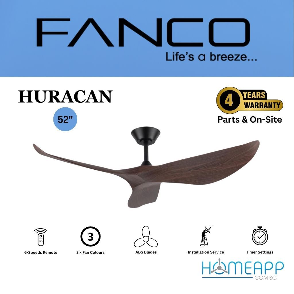 FANCO Huracan 52" no light DC ceiling fan remote control | Shopee Singapore