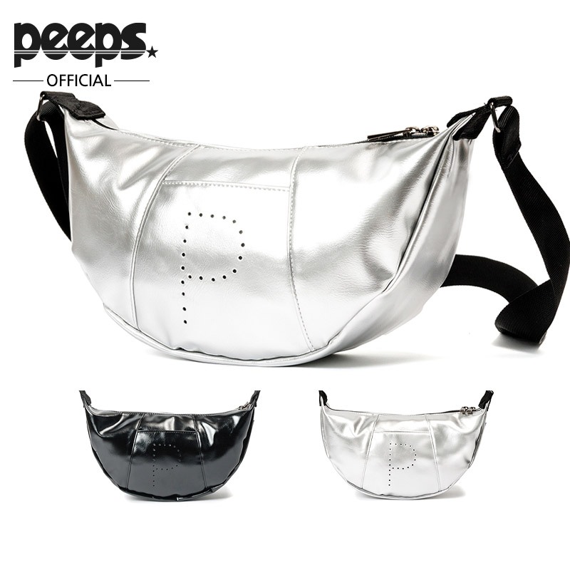 [PEEPS] Shiny Punching Logo Cross Bag(2 Color) | Shopee Singapore
