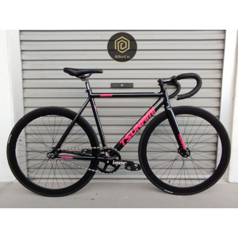 TSUNAMI SNM-100 Black Pink Fixie | Fixed Gear Bicycle 40mm Aero Deep ...