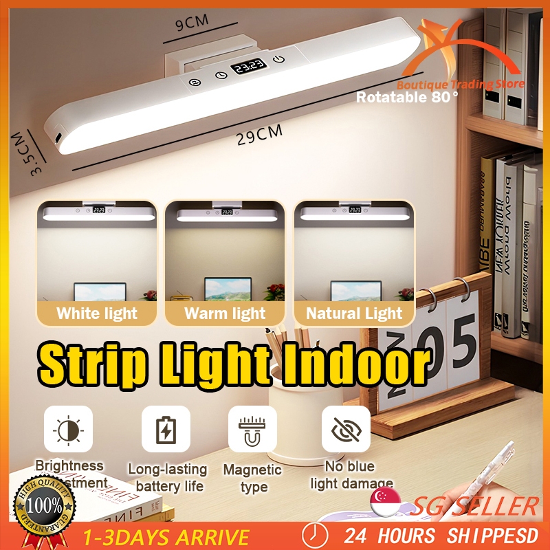 【SG Ready Stock】LED Magnetic Desk Lamp with Clock - 3 Color Modes ...
