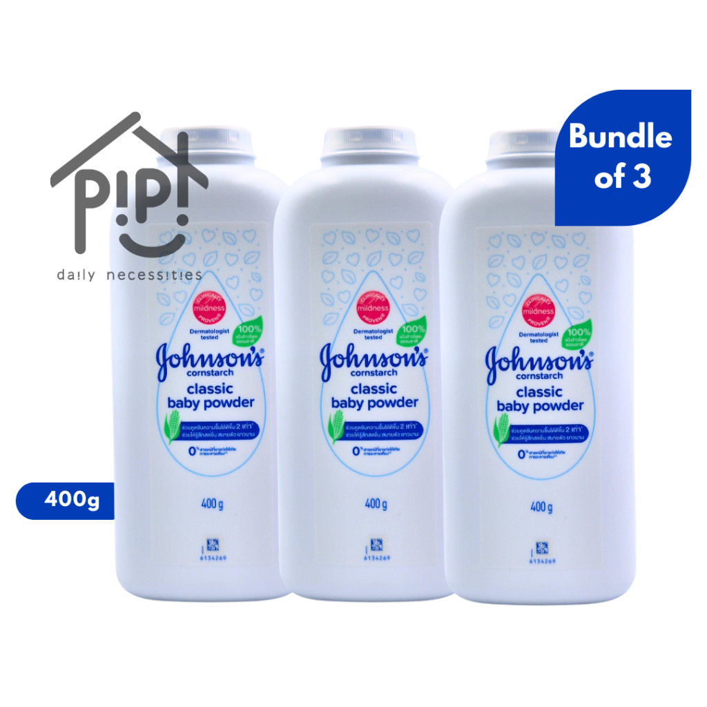 Johnson’s Baby Powder Classic 3 x 400g | Shopee Singapore