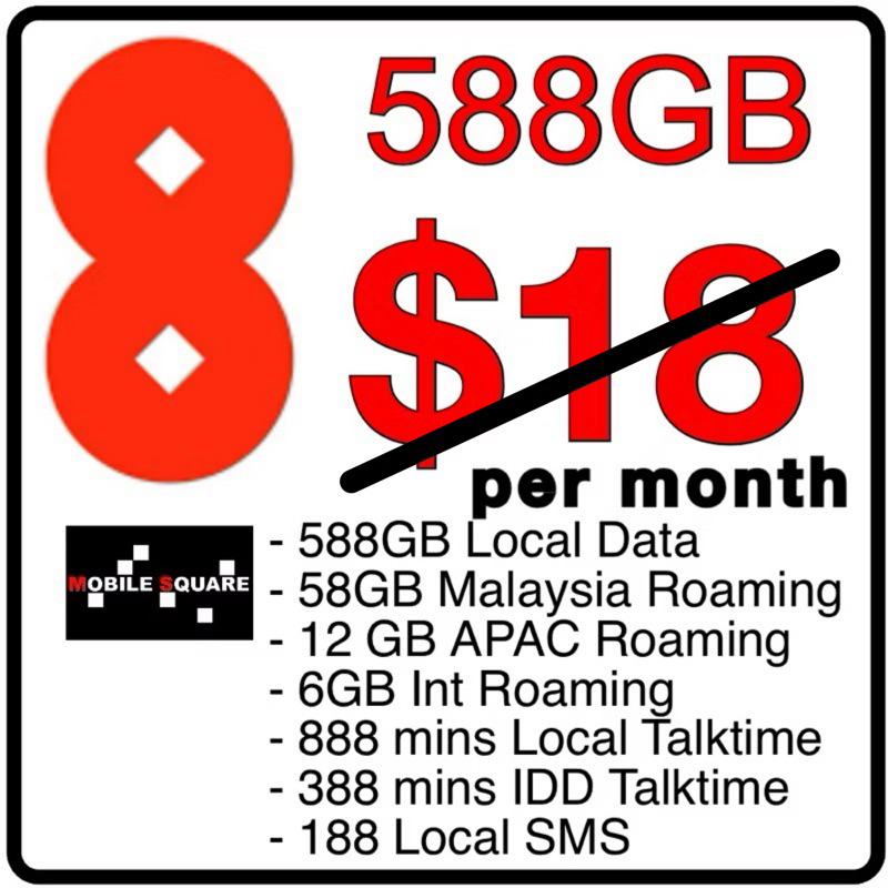 Eight Telecom 5G Triple Eight $18 Plan (588GB) Renewal 30 Days !! NOT ...