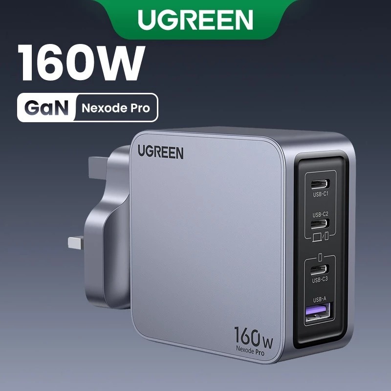 UGREEN Nexode Pro 160W USB C Charger Block, 4-Port PD 3.1 GaN Charger Fast PPS Laptop Charger ...