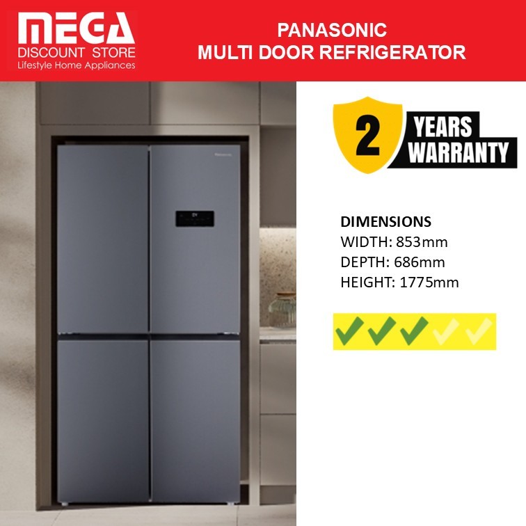 PANASONIC NR-XC541CUHS 503L 4-DOOR FRIDGE (3 TICKS) | Shopee Singapore