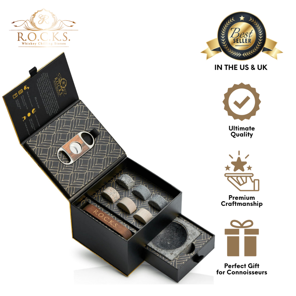 R.O.C.K.S Granite Chilling Stones Gift - Set of 6 Reusable Ice Cubes ...