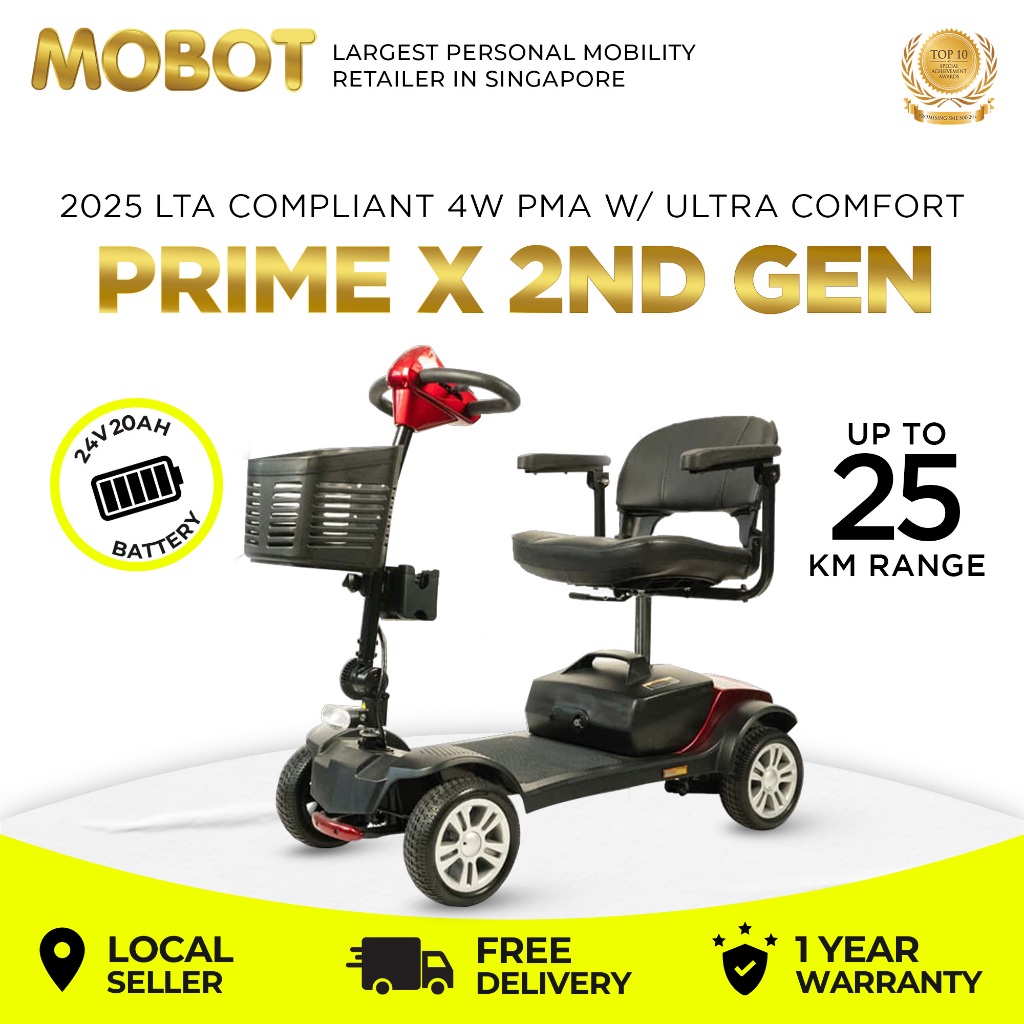 MOBOT SG OFFICIAL | PRIME X 2nd Gen 4 Wheel Mobility Scooter | 24V 20AH ...