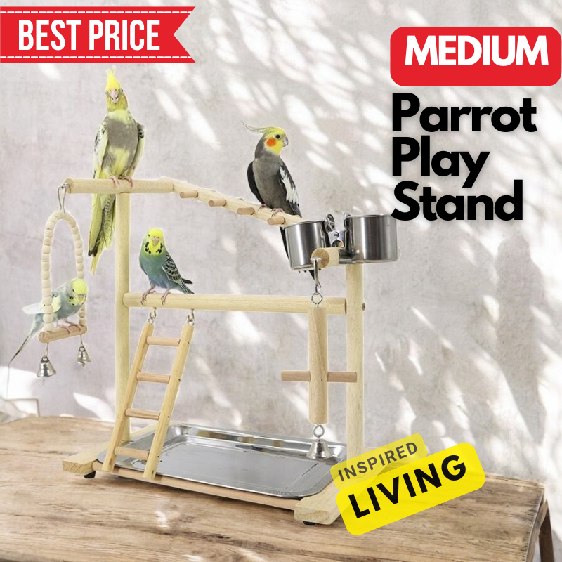Bird Toy | Parrot Toy -Medium Parrot Play Stand with Cup Toys Tray Bird ...