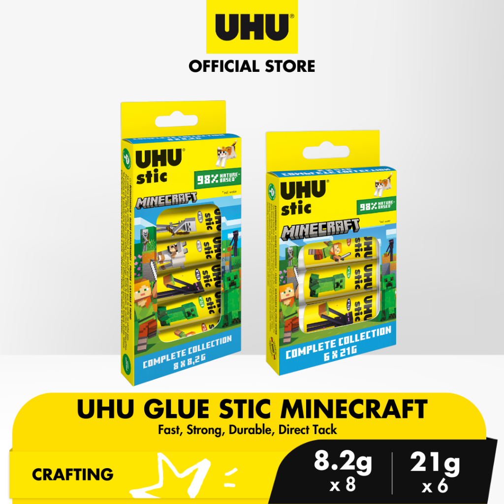UHU Glue Sticks Minecraft in Collectable Box | Shopee Singapore