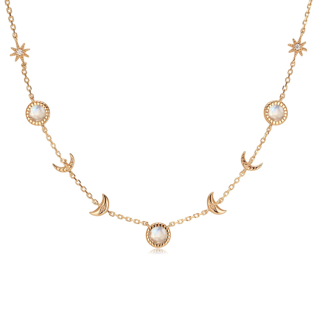 Moonstone Gold/Silver Moon Phases Choker - Luna | Shopee Singapore