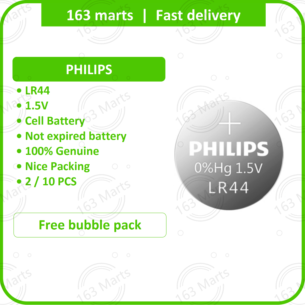 PHILIPS LR44 A76 AG13 LR1154 357 button coin cell miniature alkaline ...