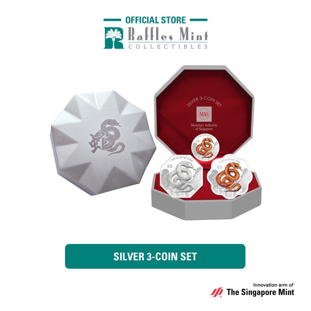 MAS 2025 Singapore Lunar Snake Silver 3-Coin Set [The Singapore Mint ...