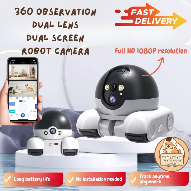 [SG]360 degree observation dual lens dual screen robot camera no blind ...