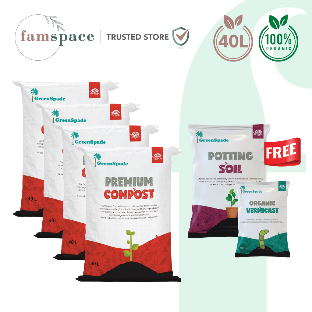 [Bundle Pack] FS - Green Spade - 4x Compost 40L (FREE Soil 5L ...