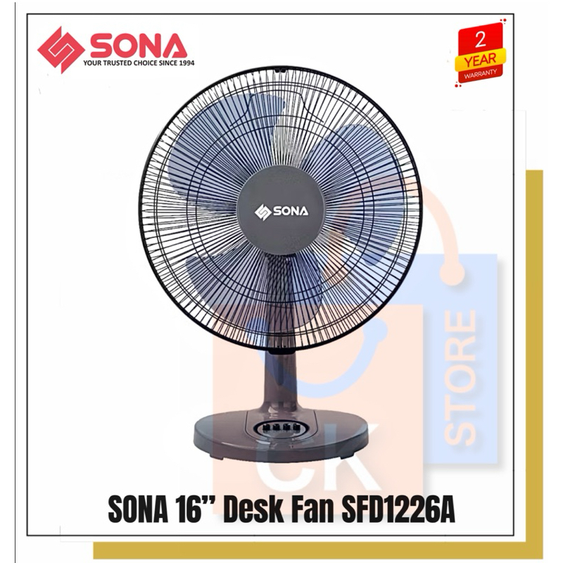SONA 16” Desk Fan SFD 1226A | SFD1226A GREY(2 Year Warranty on Motor ...