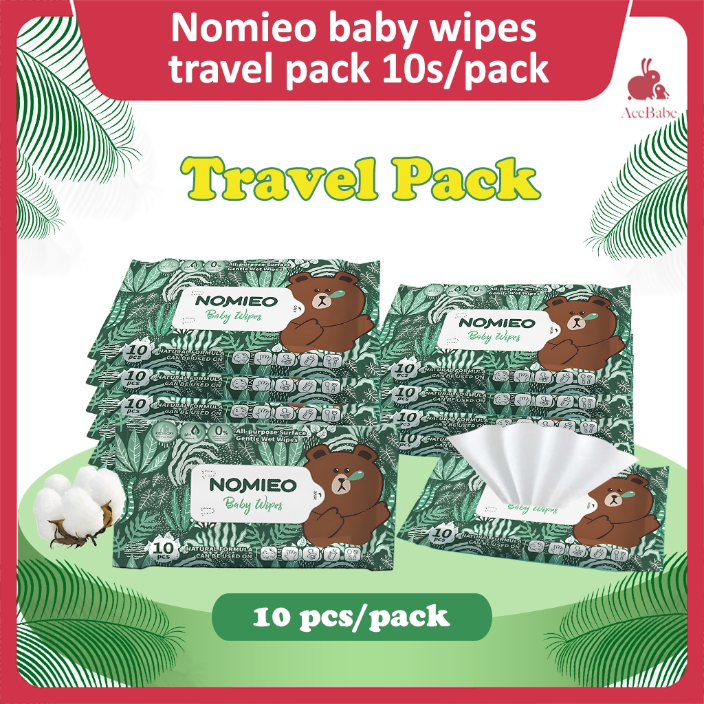 Nomieo Mini Wet Wipes Travel Pack Pocket Wet Wipes Plant-based and Skin ...