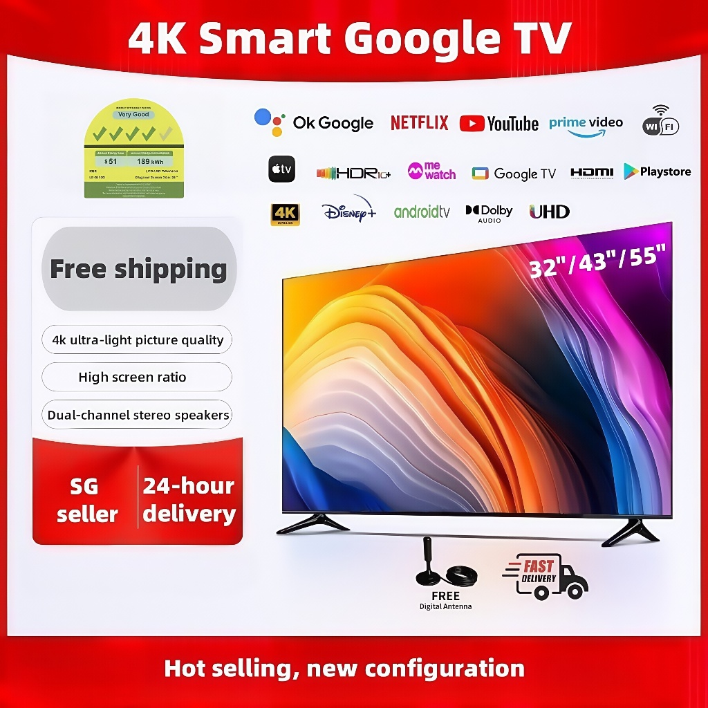 Ultra HD 4K 55-inch smart TV 32 43-inch Android TV Google TV Digital TV Netflix Youtube Google ...