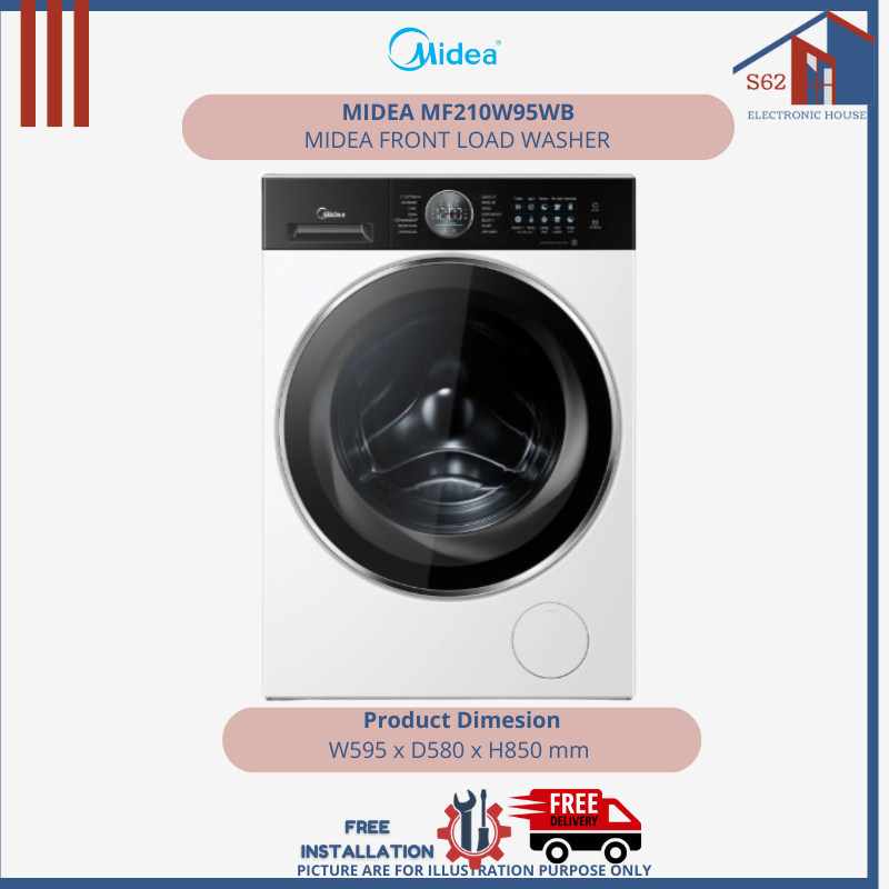Midea MF210W95WB Washing Machine – 9.5kg Front Load Washer with ...