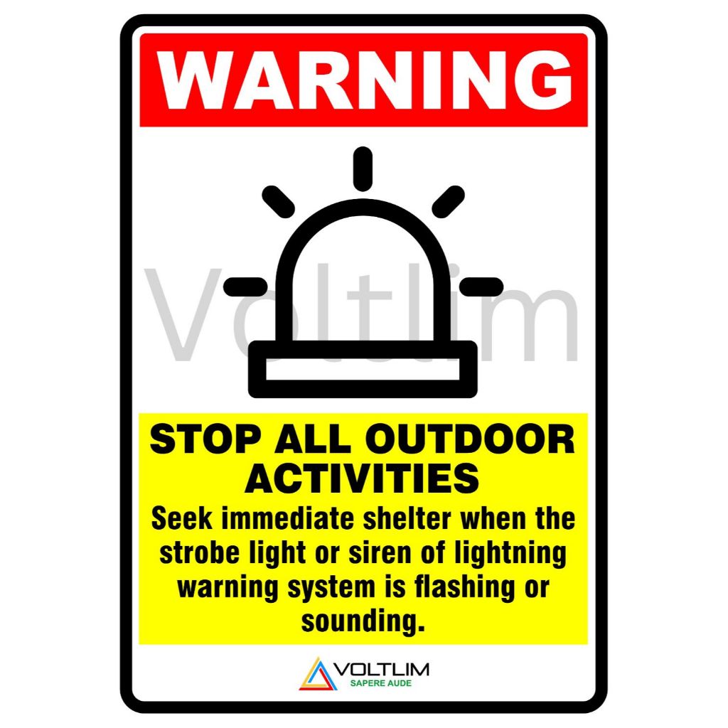 Lightning Protection System (LPS) Warning Sign Stop All Outdoor ...