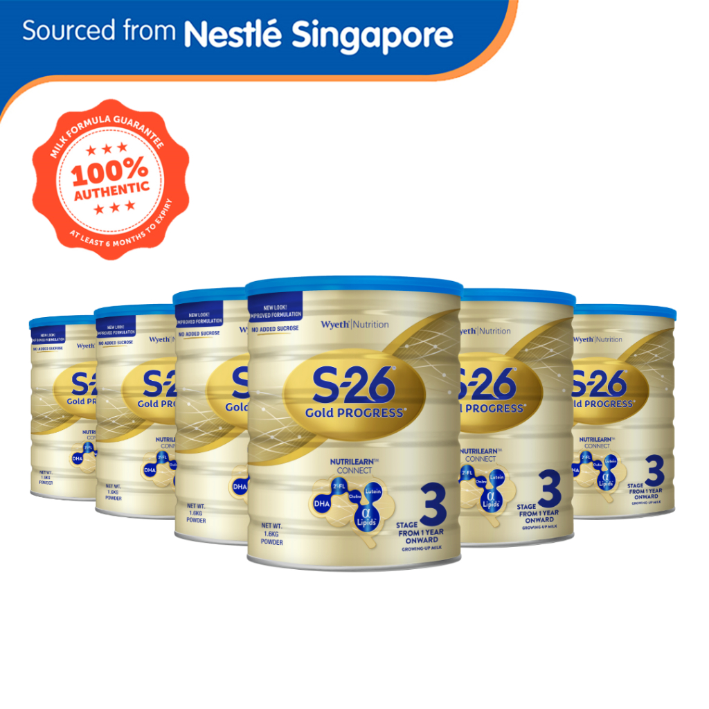 [Bundle of 6] Wyeth®Nutrition S-26® Progress®GOLD® Stage 3 Growing-up Formula 1.6kg | Shopee ...