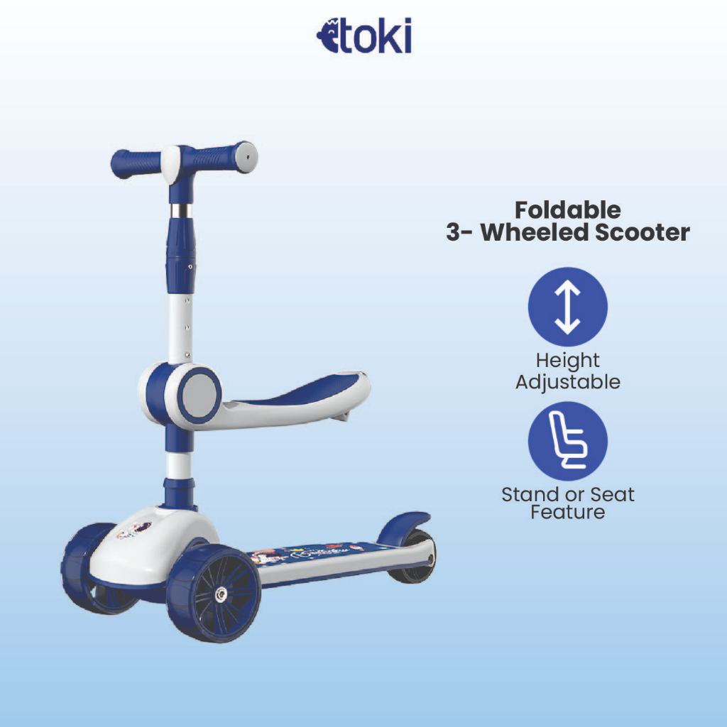 Toki - Children Kids 3 Wheels Scooter Foldable With LED Light And Music ...