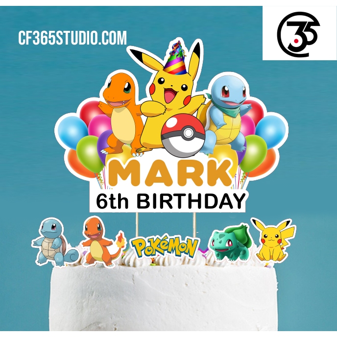 [SG SELLER] Custom Pokemon Cake Topper, Mini Cupcake Topper, Birthday ...