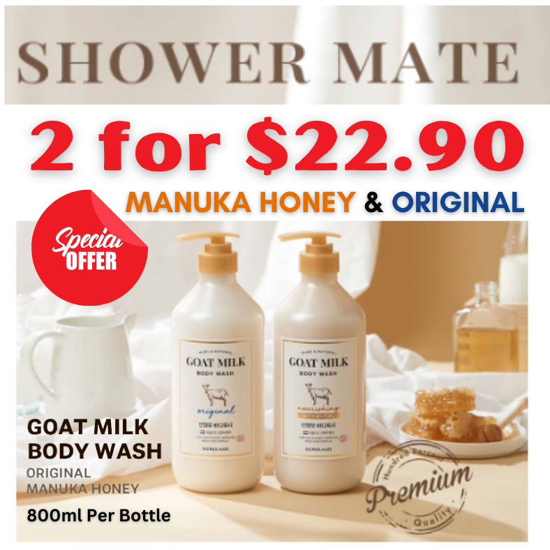 ShowerMate Goat Milk Body Wash Original 800ml + Goat Milk Manuka Honey ...