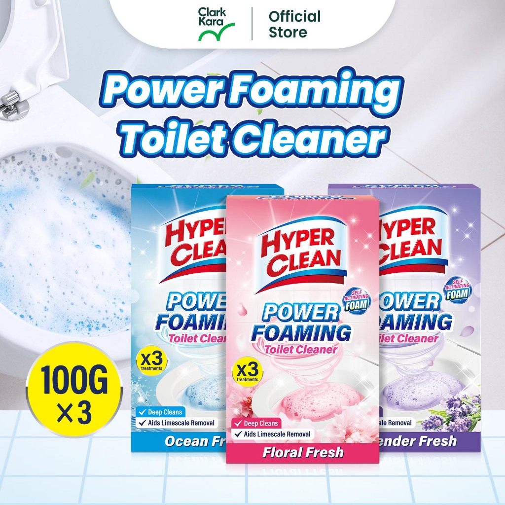 HyperClean Foaming Toilet Cleaner 100g x3 | Bubble Cleaner for Toilet | Kills Bacteria, 3 Fresh ...