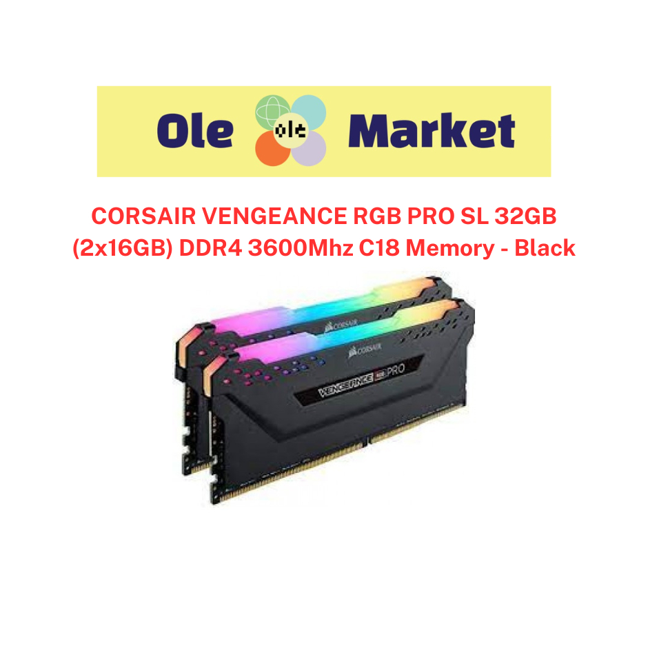 CORSAIR VENGEANCE RGB PRO SL 32GB (2x16GB) DDR4 3600Mhz C18 Memory ...