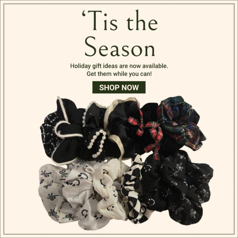 [SG LOCAL] NIGHTFALL BLOOM SCRUNCHIE (BLACK & WHITE) | Shopee Singapore
