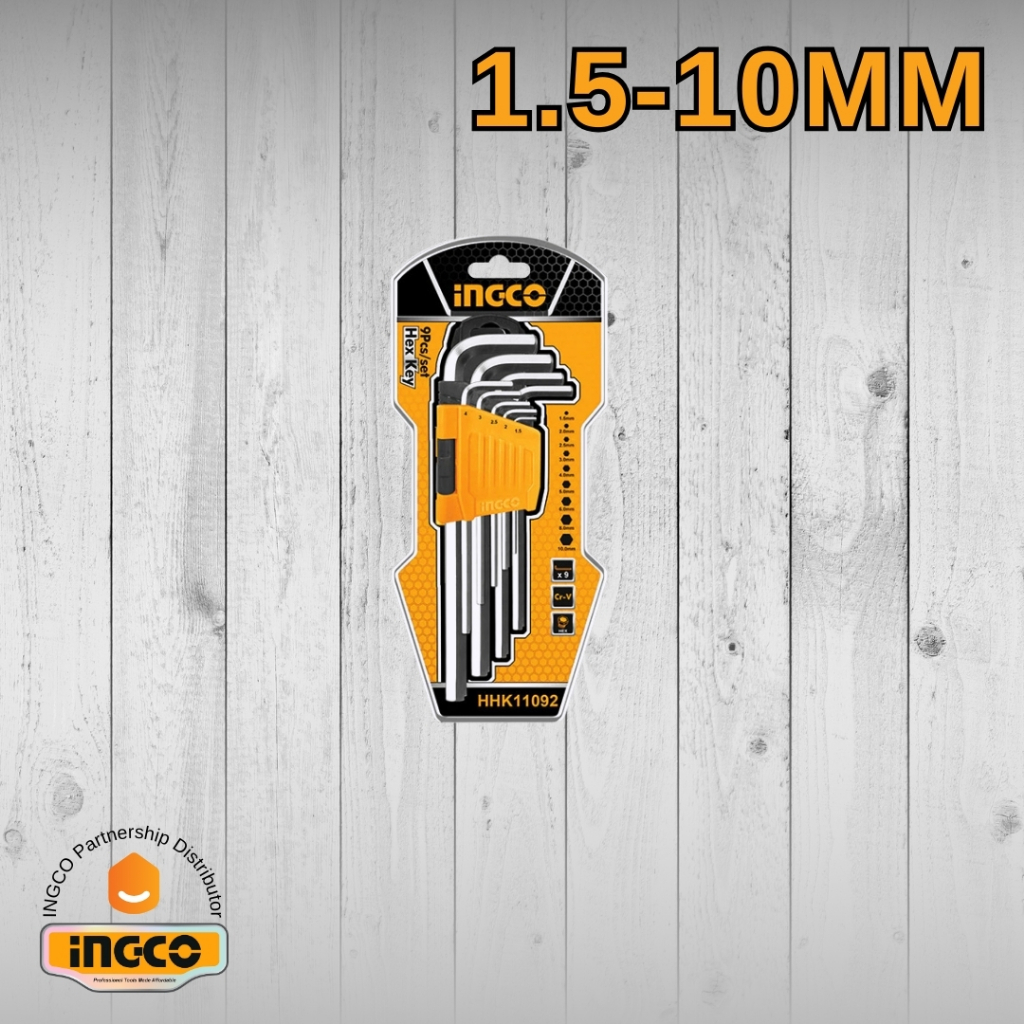 INGCO HHK11091 9Pcs Long Arm Hex Key Set(1.5-10MM) | Shopee Singapore