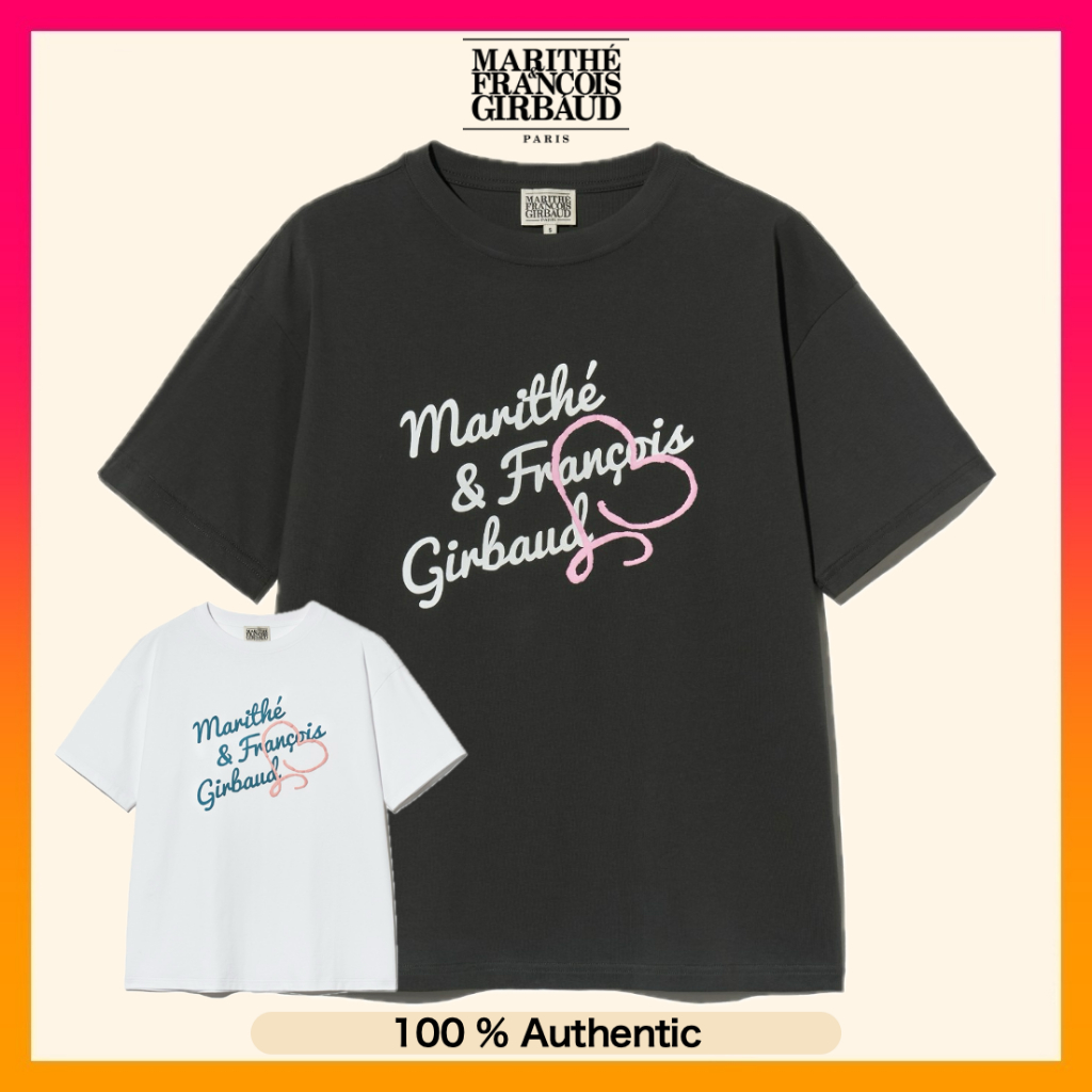 MARITHE FRANCOIS GIRBAUD W Over Fit Handwriting Logo Heart Tee Women's ...