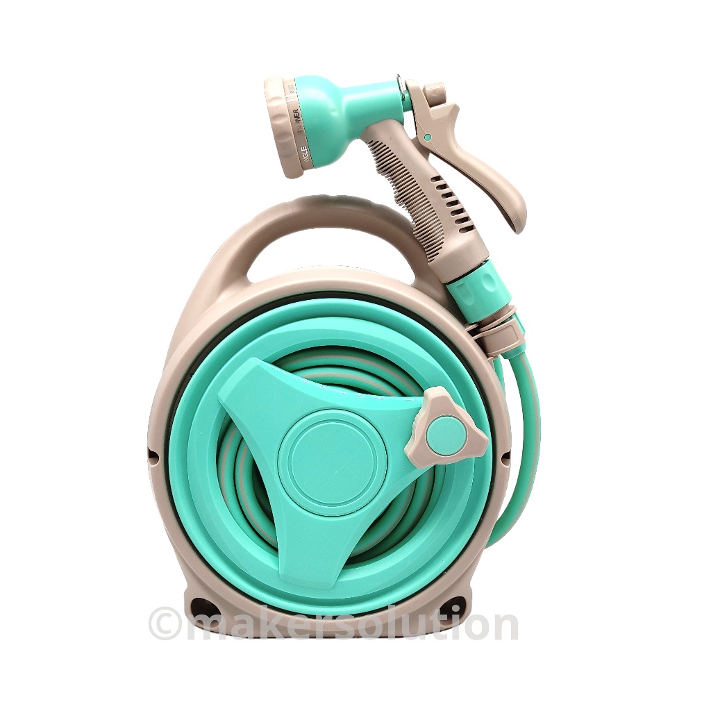 🇸🇬2️⃣7️⃣4️⃣𝕊𝕆𝕃𝔻 𝟭𝟱𝗺/𝟏𝟐𝗺 Mini Water Hose Reel Set 𝟠-𝕡𝕒𝕥𝕥𝕖𝕣𝕟 Spray Gun ...