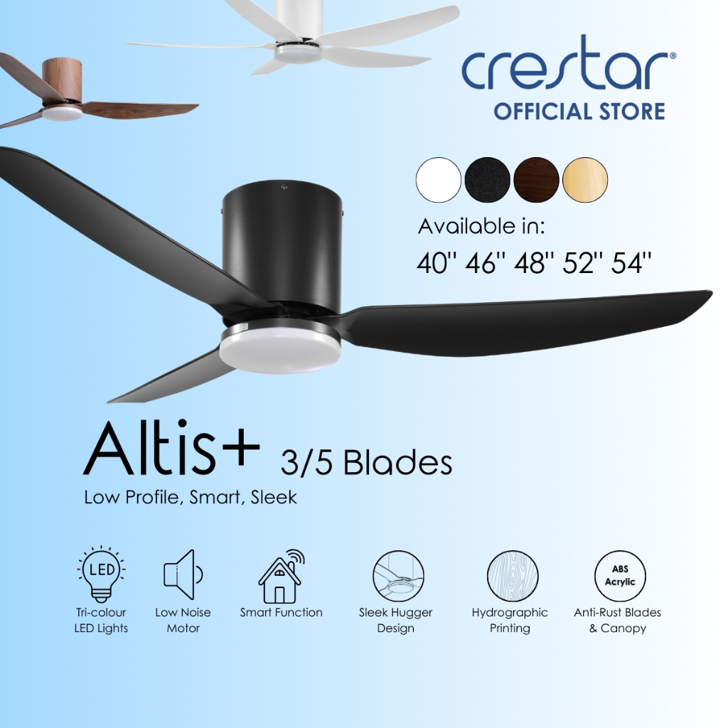 Crestar Altis+ Smart Ceiling Fan | 3 & 5 Blades | Optional Dimmable Tri ...