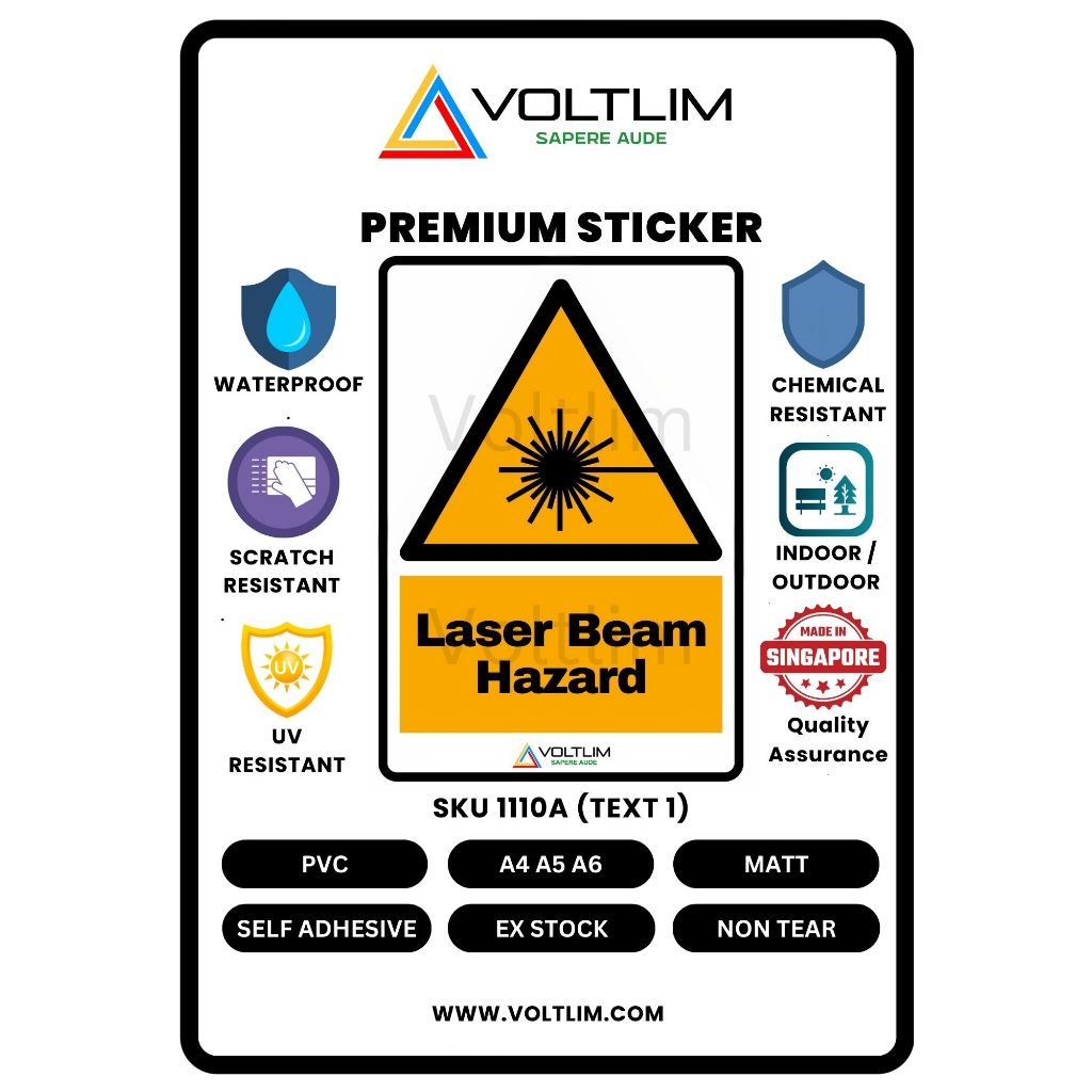 Laser Beam Symbol Warning Sign Label Sticker (Various Texts & Sizes ...