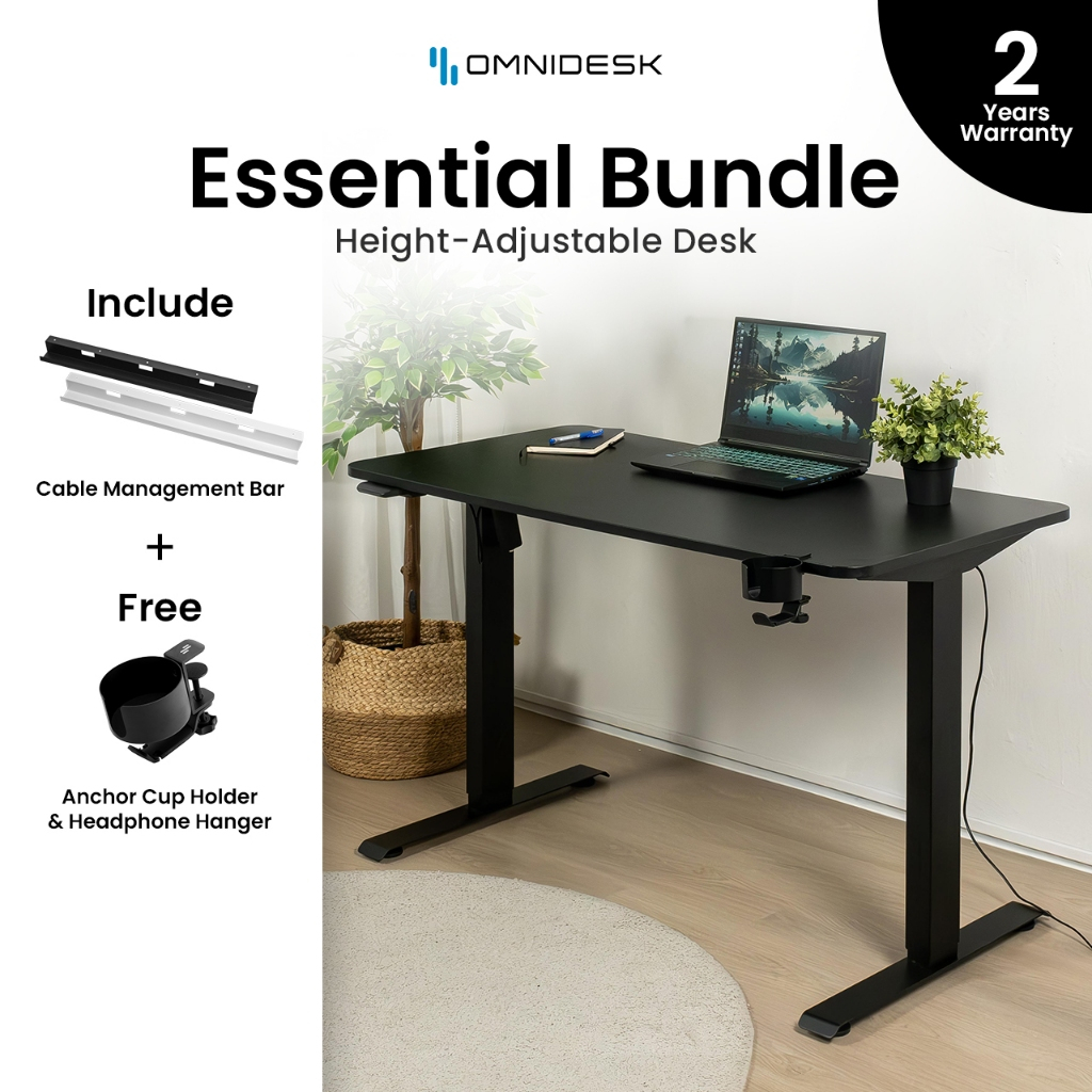 Omnidesk Essential Bundle - Black Entry-level Height Adjustable desk ...