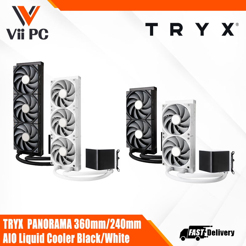 TRYX Panorama 360mm/240mm AIO Liquid Cooler – Premium Black/White ...