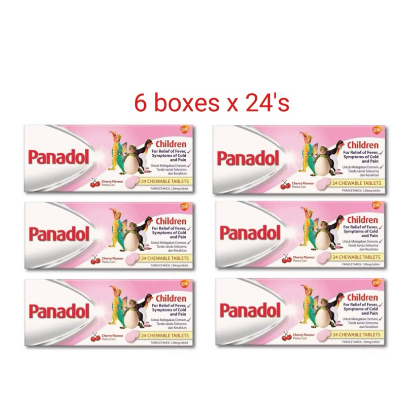 [EXP 01/29] [Free Ship] 6 boxes x 24’s Panadol Children Chewable ...