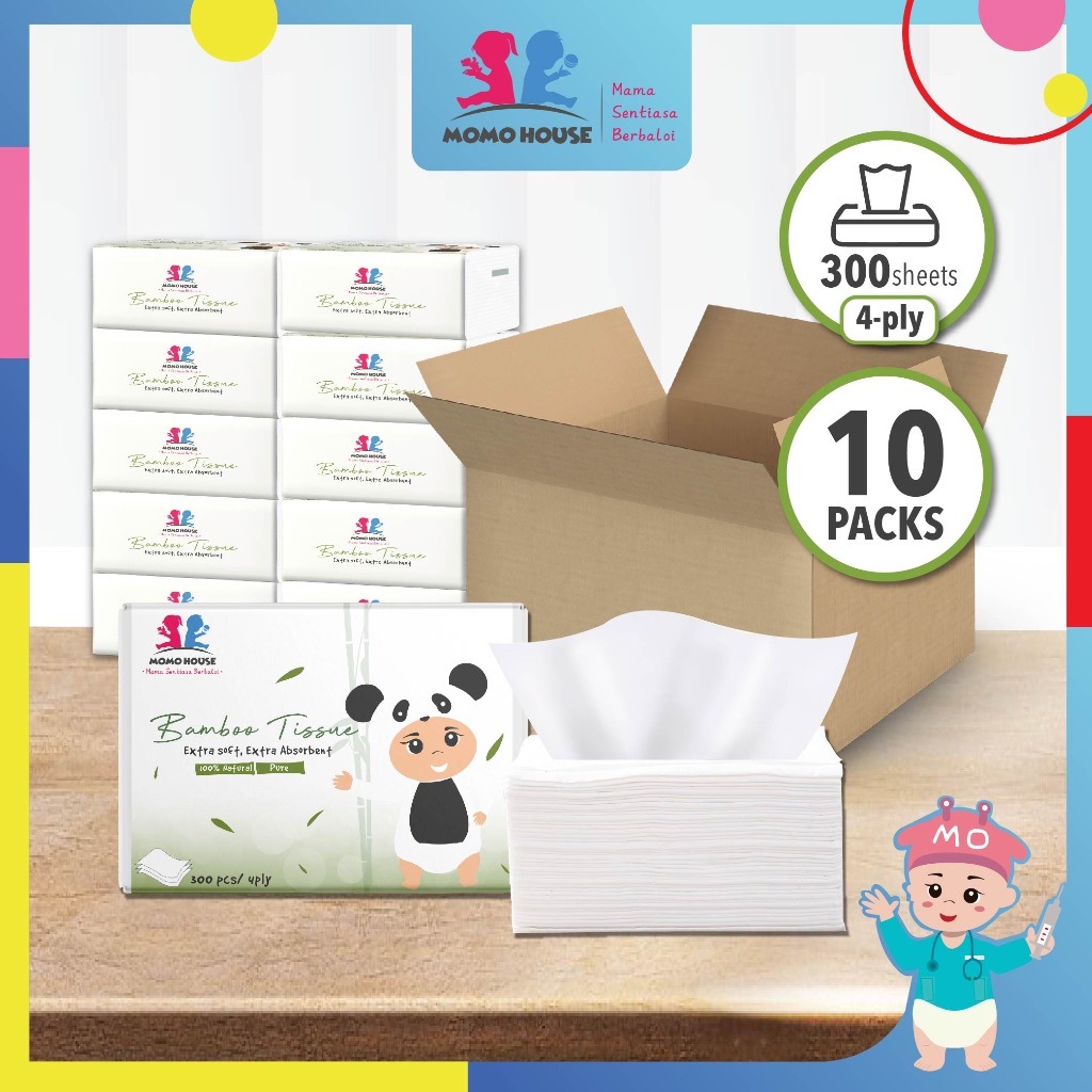 (10 Packs) Momo House Bamboo Tissue Soft Facial Tisu Paper Facial ...