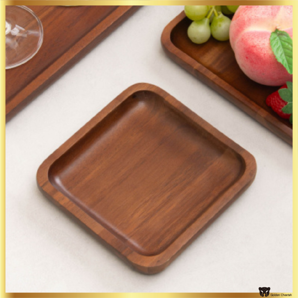 Daiso Korea Square Acacia Wood Plate Available in 3 Sizes | Shopee ...