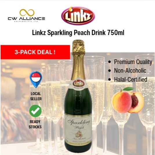 Linkz Sparkling Peach Non-Alcoholic 750ml Halal (3-Pack) | Shopee Singapore