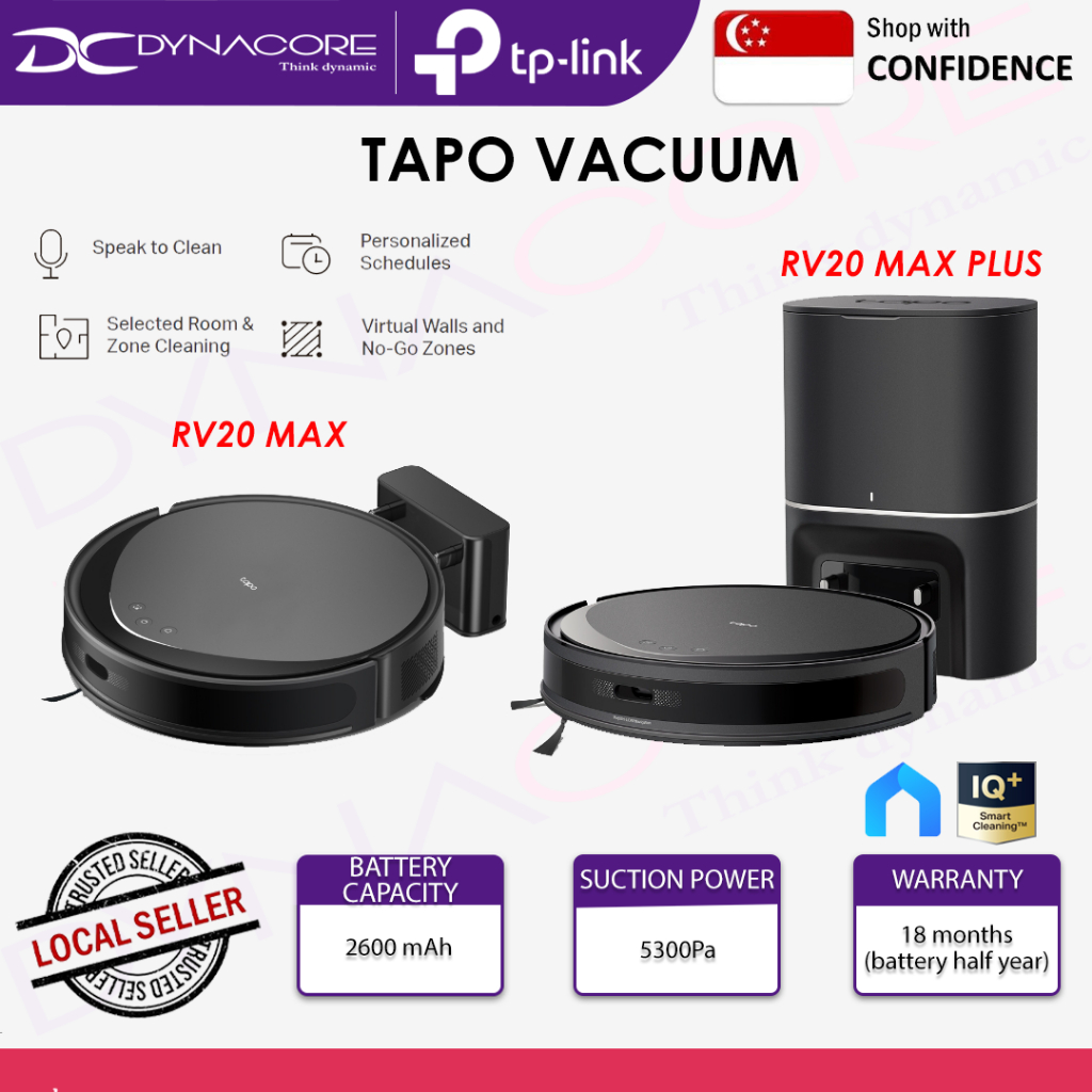 TP-LINK Tapo RV20 Max / RV20 Max Plus 5300Pa Suction MagSlim™ LiDAR ...