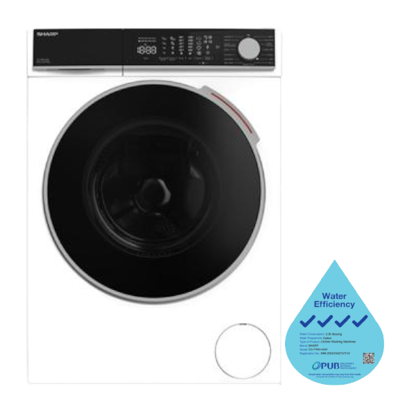 Sharp ES-FW914SW Front Load Washer(9kg)(Water Efficiency Class 4 ...