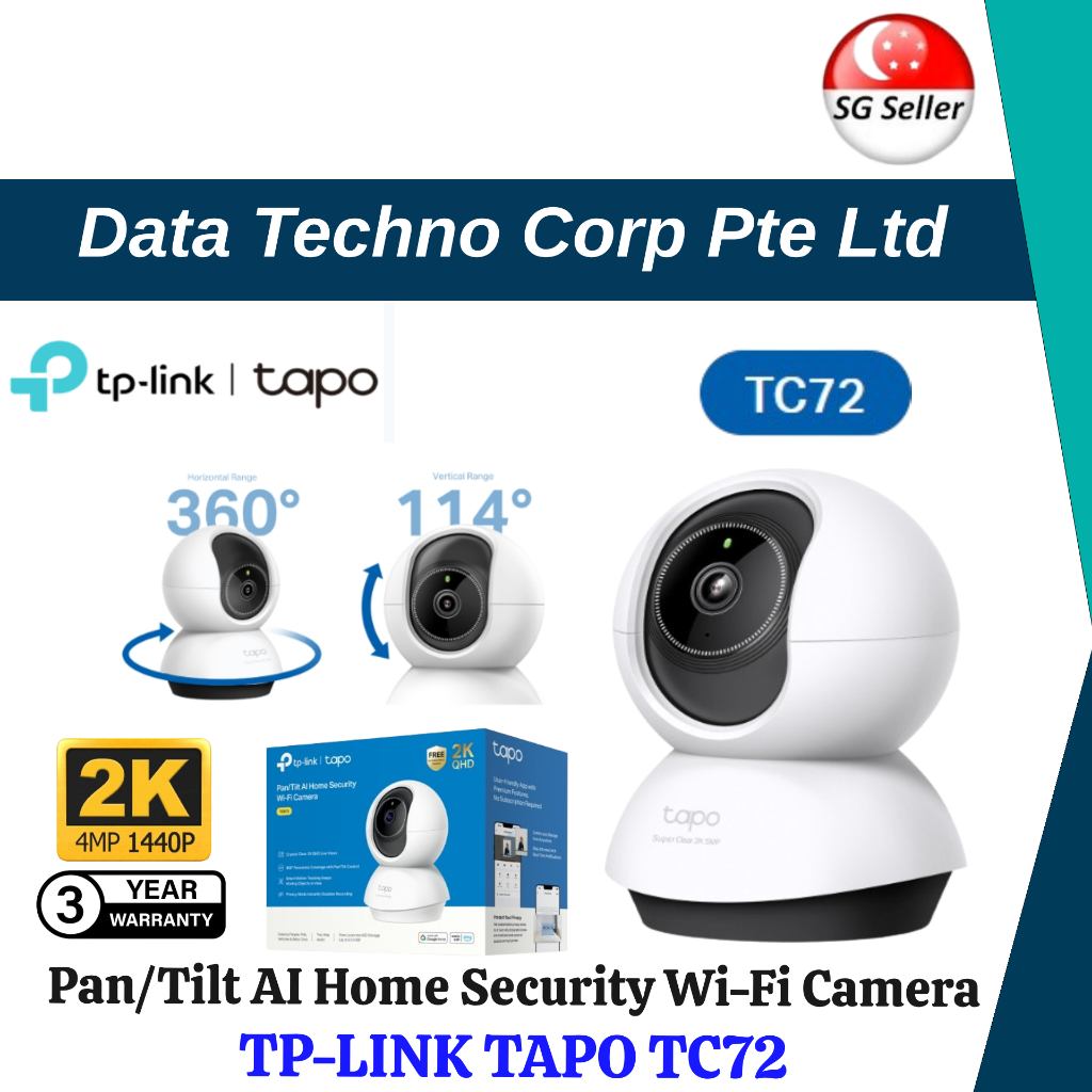 SG READY STOCK - TPLINK TAPO TC72 Pan/Tilt AI Home Security Wi-Fi 2K ...