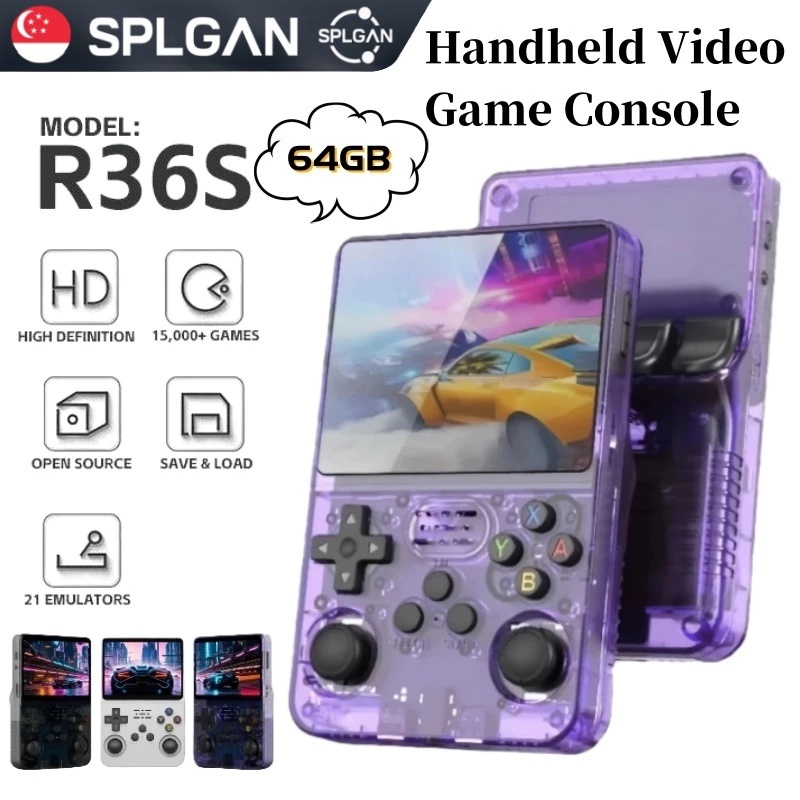 【SPLGAN】 Open Source R36S Retro Handheld Video Game Console Linux 3.5-inch IPS Screen Portable ...