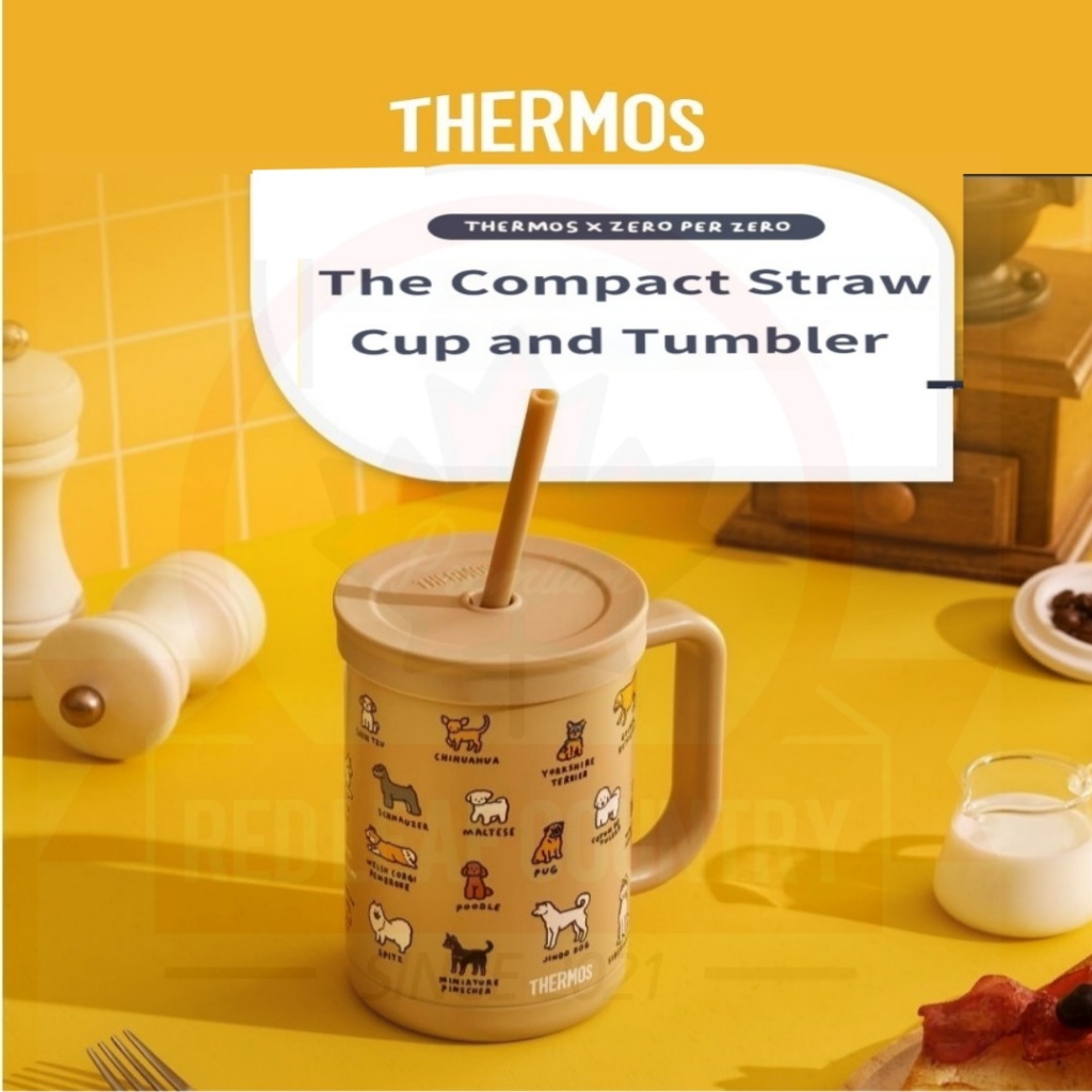 [Thermos x Zero Per Zero] The Compact Straw Cup & Insulation Tumbler 600ml Dog Dictionary from ...