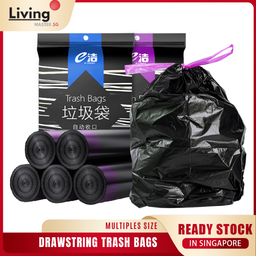 【SG stock】 Bundle Drawstring Trash Bags Garbage Bags with Rope Rubbish ...